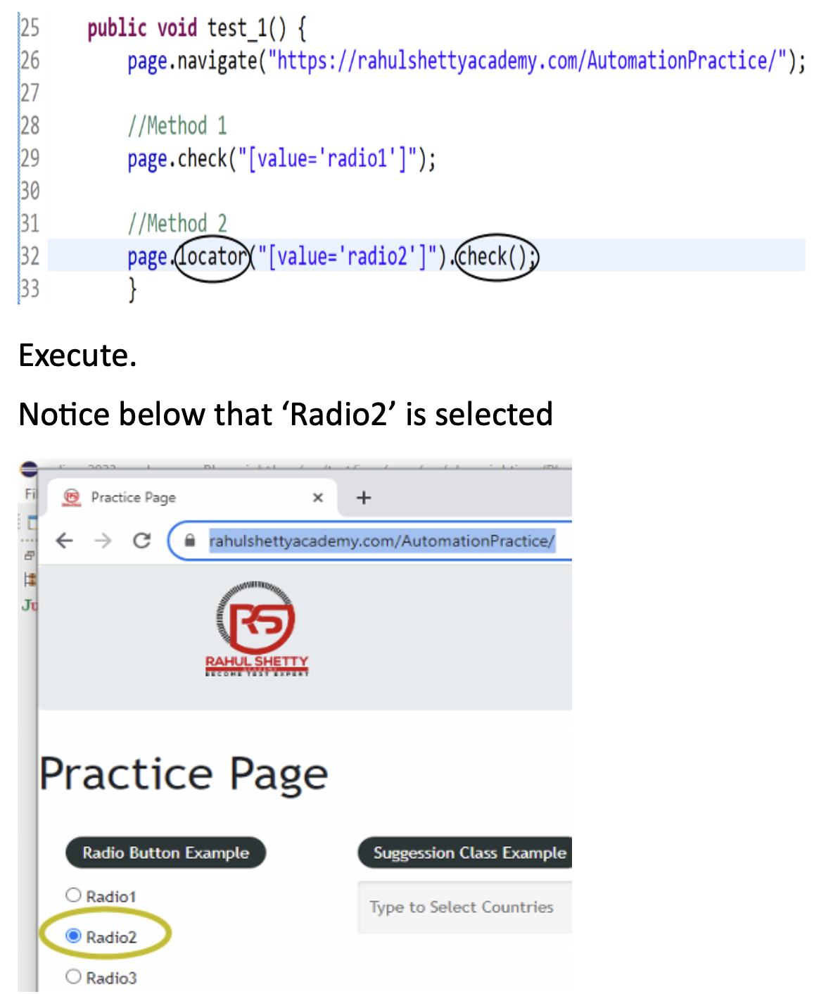 Handle Radio buttons using Playwright Java - Rahul Shetty Academy Blog
